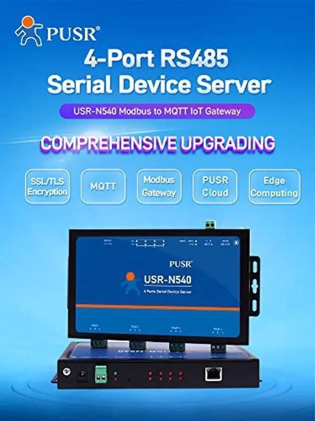 PUSR 4 Ports RS485 to Ethernet Converter MQTT Modbus Gateway Networking ...