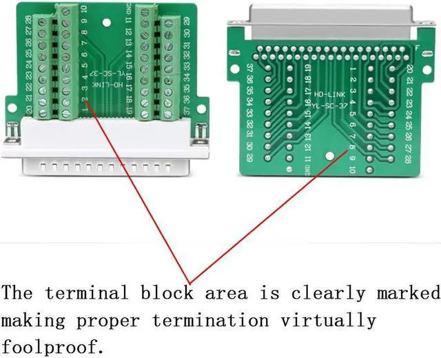 ANMBEST Thinner DB37 Solderless RS232 D-SUB Serial to 37-pin Port Terminal Adapter Connector ...