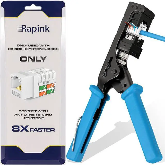 Rapink RJ45 Keystone Jack Cat6 50 pack & Speed Keystone Jack Tool ...