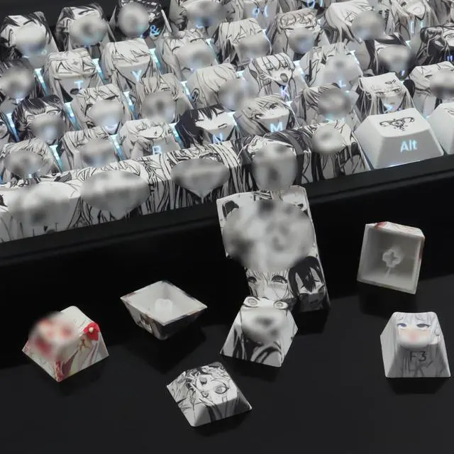 Tsungup Anime Keycaps-Side Print Keycap Set,PBT Japanese Custom Keycap ...