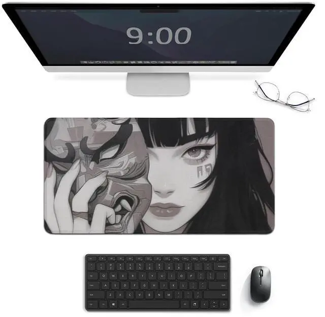 QEOPGNE Samurai Large Mouse Pad Japanese Anime Girl Mousepad Gaming ...