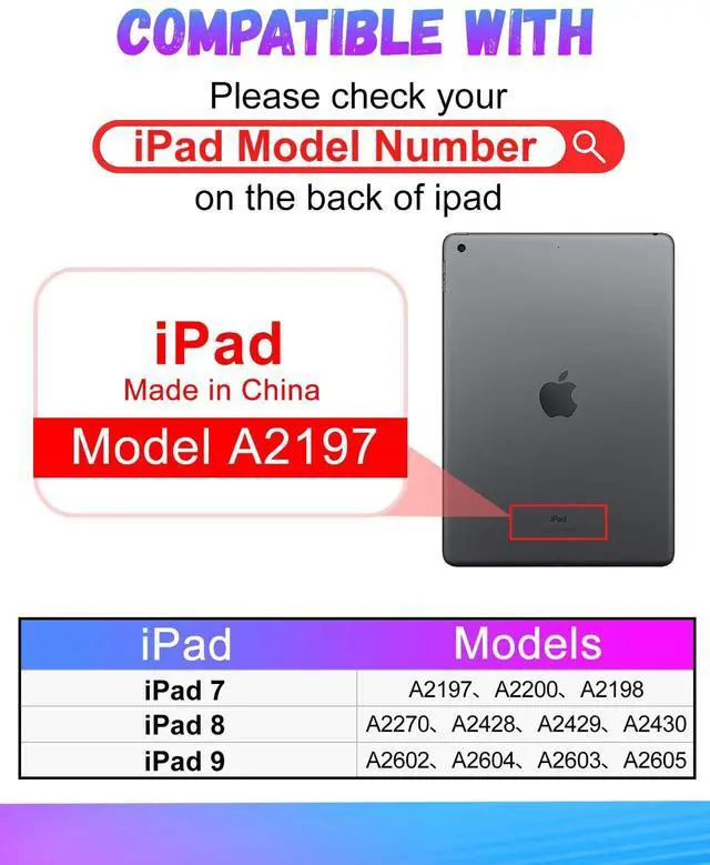 Uppuppy for iPad 9th/8th/7th Generation Case 10.2 Inch Girls Cute Kids ...