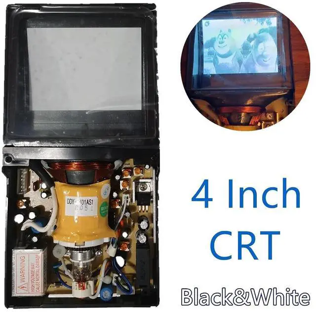 ARCADORA 12V 4.2W Micro 4" CRT Black and White Monitor Vintage CRT ...