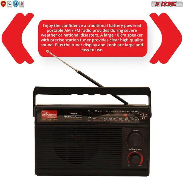 5 Core Radio Retro Transistor Best Reception Antenna Sound FM 3 Band ...