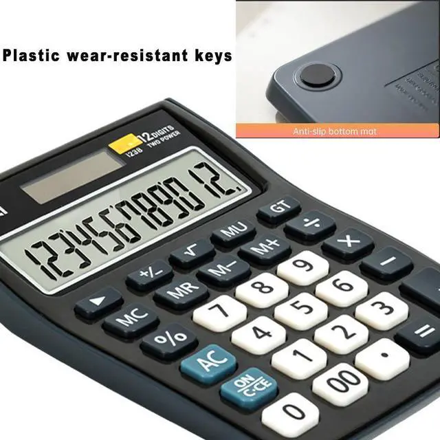 Deli Desktop Calculator 12 Digit Large LCD Display and Sensitive Button Solar and Battery Dual ...