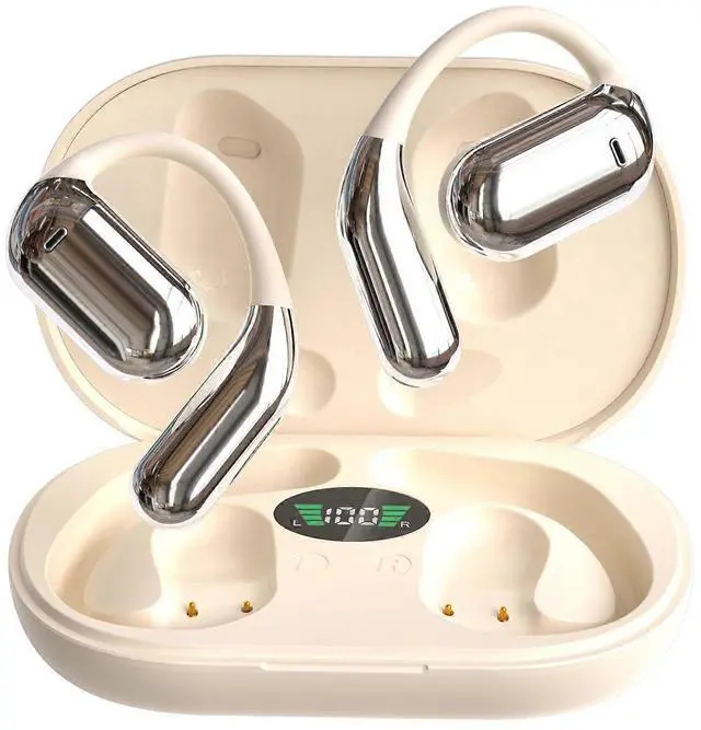 Wireless Open Ear Earbuds with Digital Display, 49H Battery Clip-On ...
