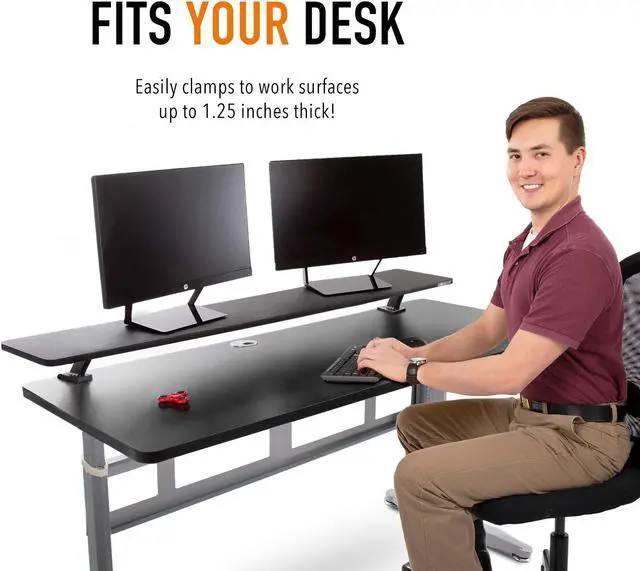 Stand Steady 55 Inch Clamp On Desk Shelf | Large Monitor Riser Supports ...