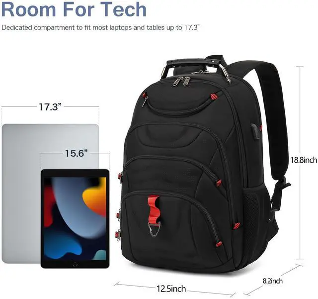 Boavan Laptop Backpack for men, 17.3 inch Laptop Bag with USB Port ...