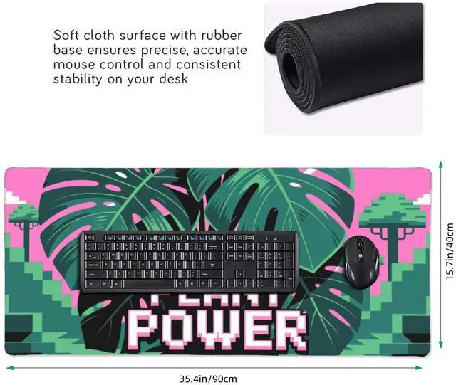 Pixel Plant Power Large Mouse Pad, Cool Gaming Desk Mat, XXL Keyboard ...