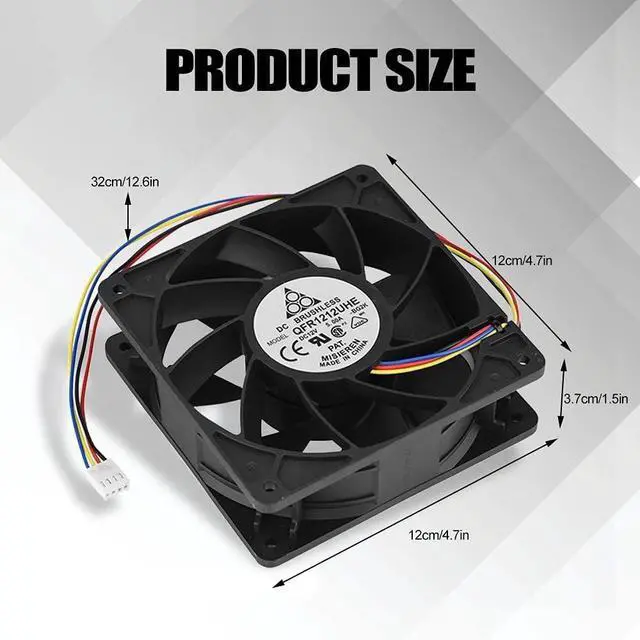 Pomya Cooling Fan, DC 12V 5.0A 7500RPM Cooling Fan Replacement 4 Pin ...