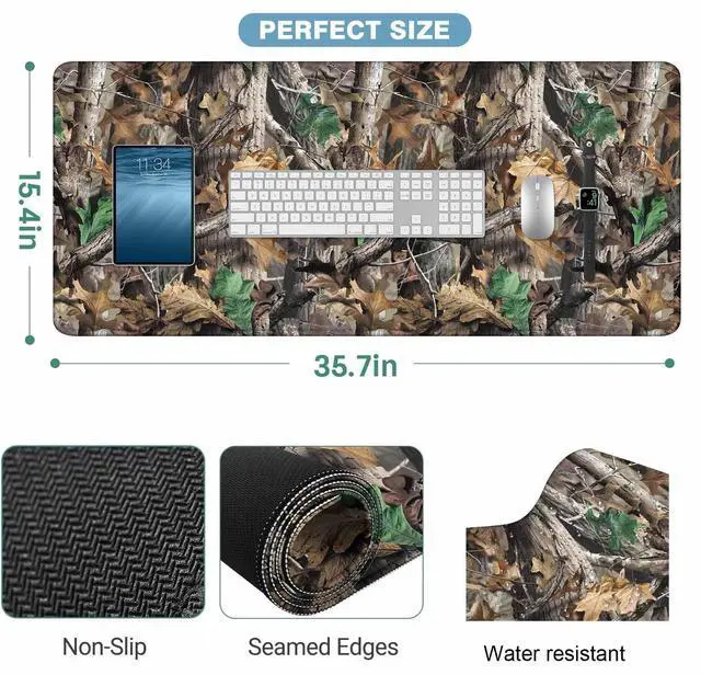 Y YIHANGBEST Woodland Camouflage Mouse Pad Desk Mat Tree Branch and ...
