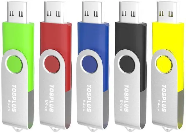 TOSPLUS 5Pack 64GB USB 2.0 Flash Drives Thumb Drives Memory Stick Jump ...