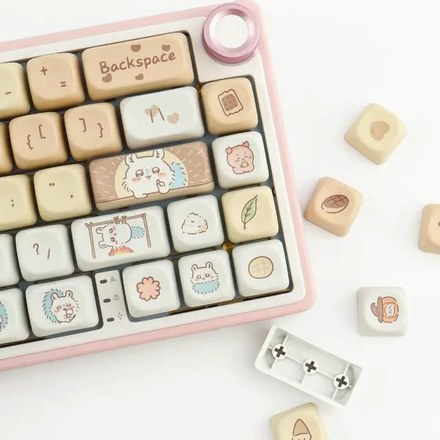 Sunzit PBT Key caps - MOA Keycaps, Cute Keycap, Chiikawa Momonga Keycap Set, 114 Keys, Dye ...