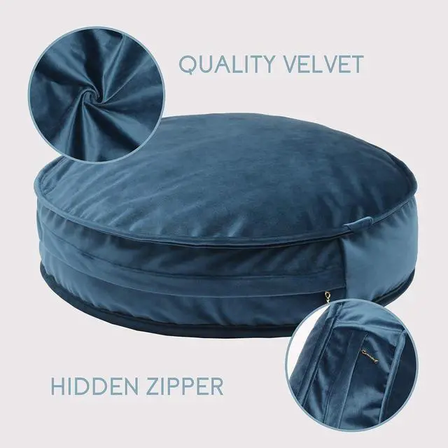 Velvet Floor Pillows Round Chair Cushion Couch Throw Pillow Soft Pouf ...