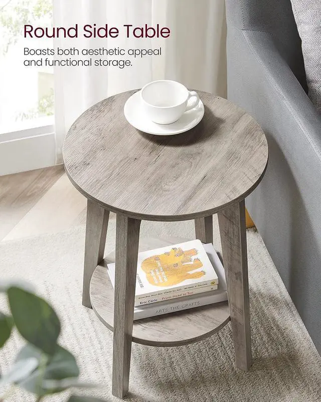 VASAGLE MAEZO Collection - Side Table, 2-Tier Small Round End Table ...