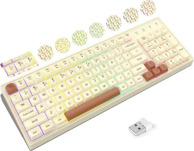 KOLMAX BK98 Wireless Gaming Keyboard, Dual Mode 2.4G/Bluetooth Gaming ...