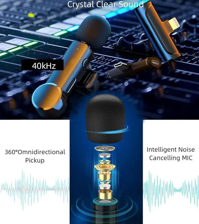 2 Pack Lavalier Microphone USB C Wireless Lav Mic for Android Phone ...