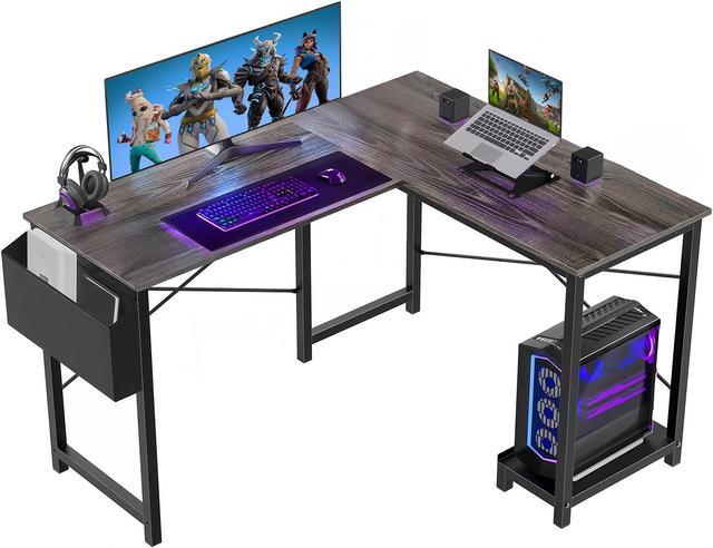 Casheey L Shaped Computer Desk 50 41.3 Inch Gaming Table with Wooden Desktop Corner Desk for Home and Office Study Desk with Computer Case Stand Side Storage Bag Sleek Modern Design Newegg