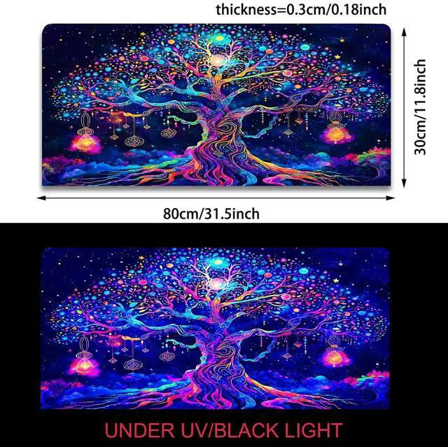 Manicer Colorful Tree of Life Mouse Pad, Blacklight Gaming Extended ...