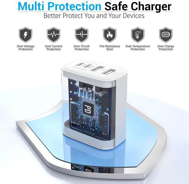 USB C Block 40W, 4 Ports Wall Plug Fast Charging Block, PD+QC Multiport ...