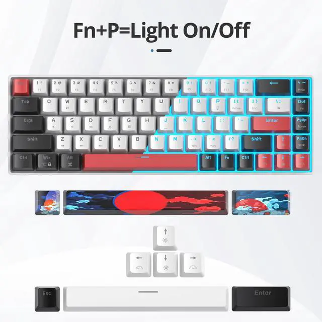 surmen 65% Mechanical Gaming Keyboard with Linear Red Switch, Wired ...