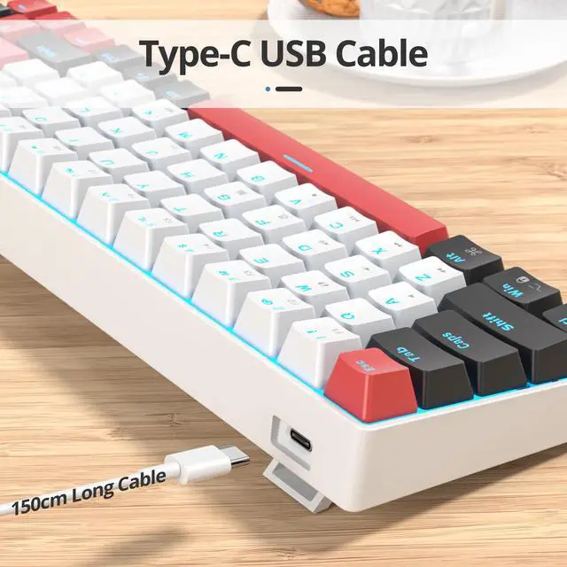 surmen 65% Mechanical Gaming Keyboard with Linear Red Switch, Wired ...