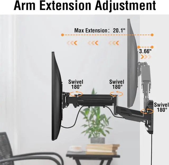 ELIVED Height Adjustable TV Wall Mount for Most 23-55 Inch TVs, Spring ...