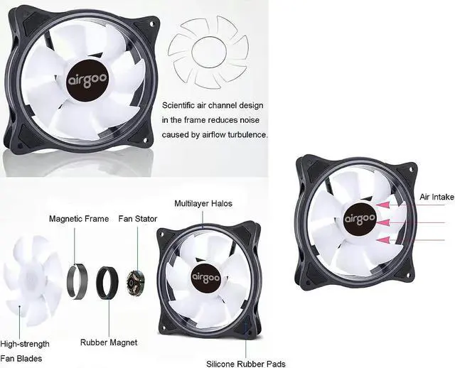 Airgoo 120mm ARGB PWM Case Fans, for Corsair Commander Core XT ...
