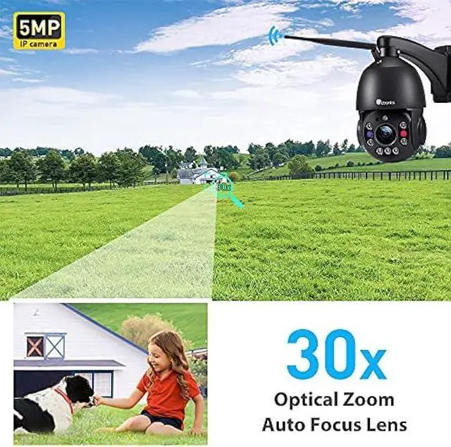 Ctronics 5MP 30X Optical Zoom Security Camera Outdoor, PTZ WiFi IP Dome ...