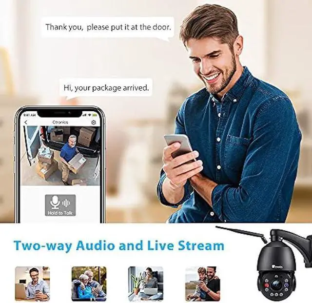 Ctronics 5MP 30X Optical Zoom Security Camera Outdoor, PTZ WiFi IP Dome ...