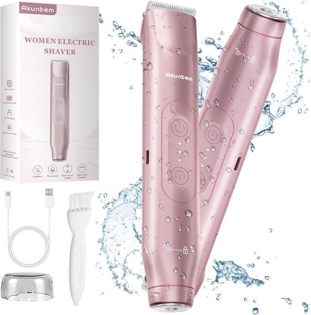 2 in 1 Women Electric Shaver Dual Head Bikini Trimmer for Women Ipx7 Waterproof Wet Dry Use Body Hair Trimmer and Facial Hair Remover for Bikini und