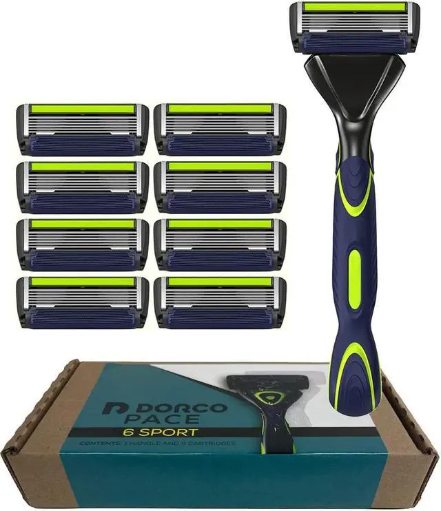 DORCO Pace 6 Sport System Six Blade Razor System with Trimmer and Pivoting Head 9 Pack 1 Handle 9 Cartridges Newegg