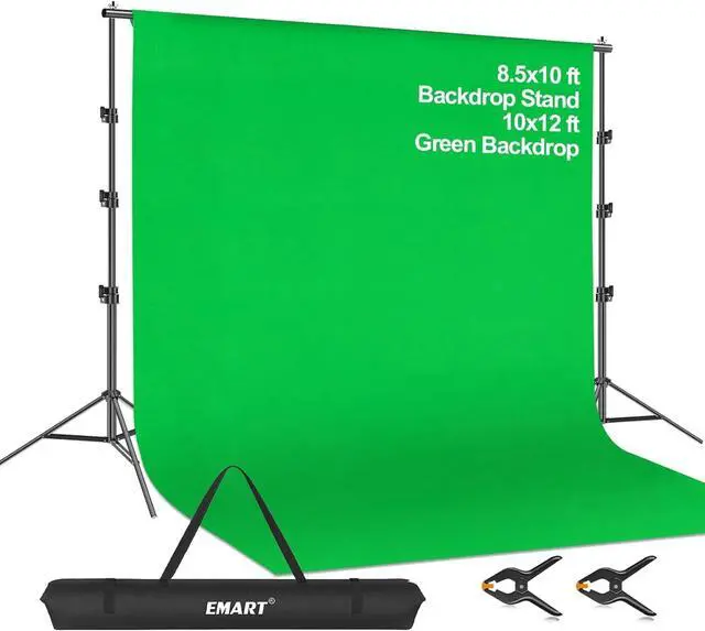 EMART 8.5 x 10ft Green Screen Backdrop Kit with Tripod Stand ...