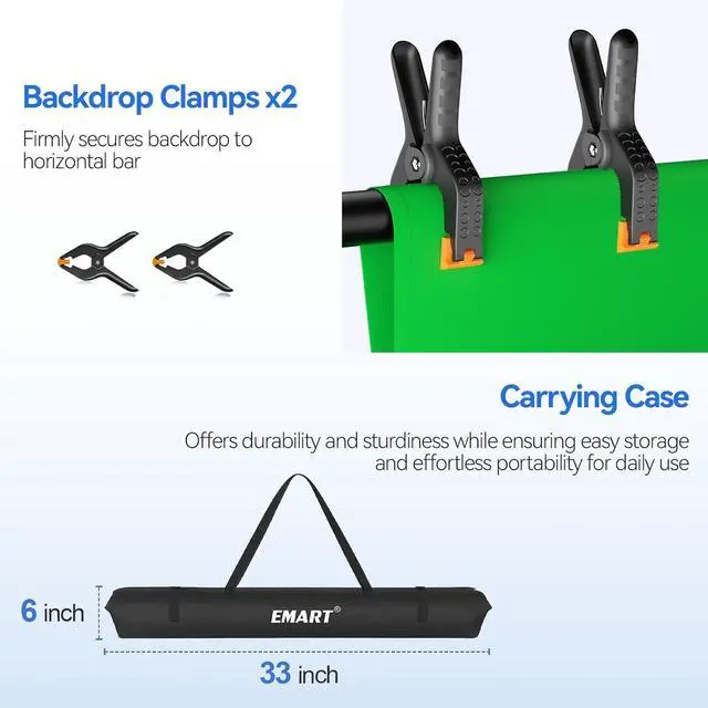 EMART 8.5 x 10ft Green Screen Backdrop Kit with Tripod Stand ...