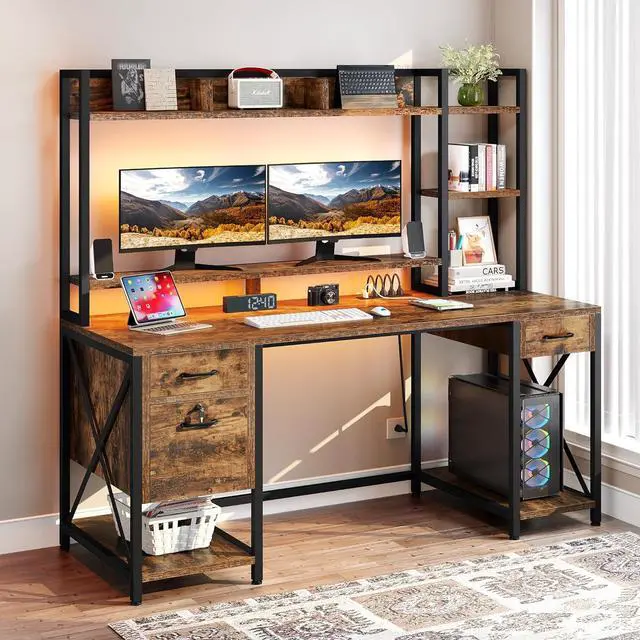 Computer desk with hutch and shelves store