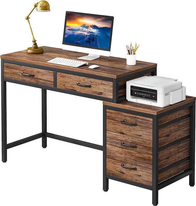 Industrial computer desk with drawers store