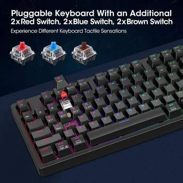 KOORUI MK104 Gaming Keyboards,104 Keys Hot Swappable Mechanical ...