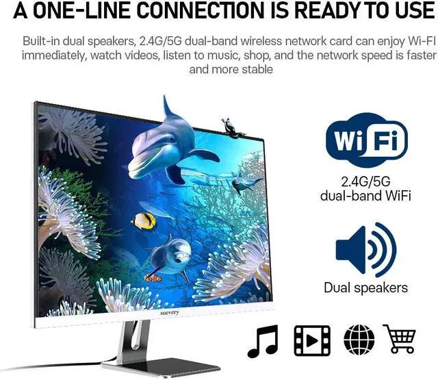 SUEVERY - All-in-One Gaming desktop computer PC - 23.8" FHD Display ...