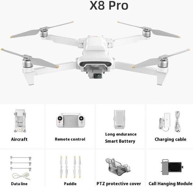 FANTECH X8PRO Drone Long Range UAV without Screen and with Shouter 47 minutes range 4K HDR 3 axis stabilized gimbal 8 level wind resistant aerial camera 1 battery white Newegg
