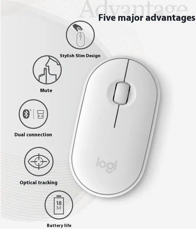 Logitech PEBBLE M350 Wireless Bluetooth Mouse, Office Silent , Women's Mouse, Symmetrical Mouse ...