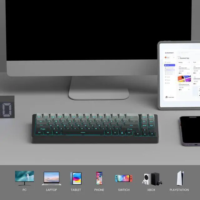 Womier S-K71 68% aluminum three-mode washer blue mechanical keyboard Gray - Newegg.com