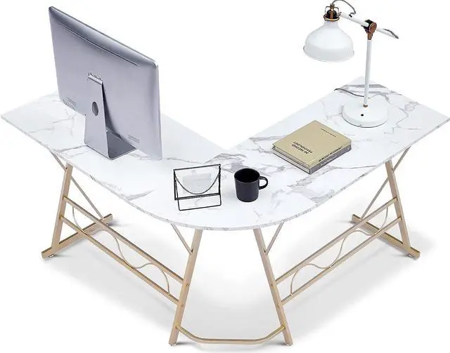 White gold l shaped desk store