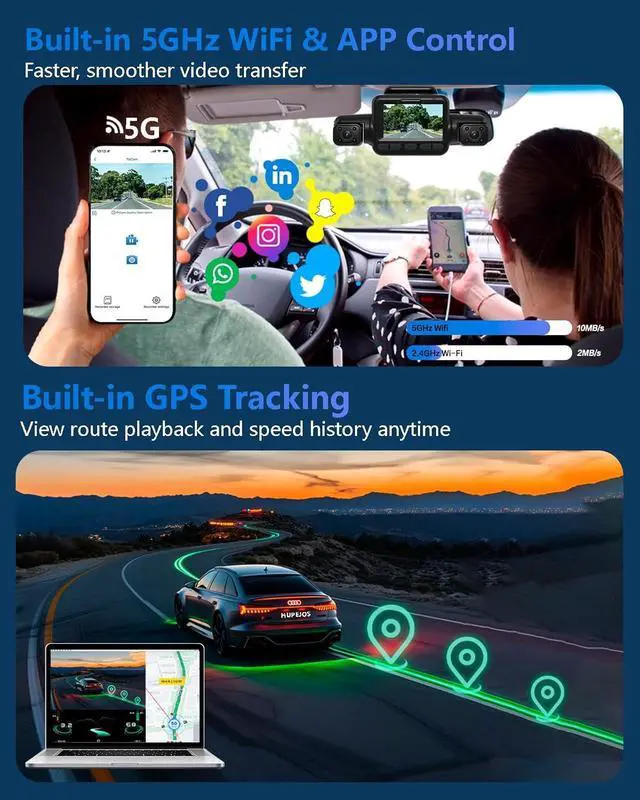 AI Dash Cam Front Rear Inside with Driver Monitor System, 360° Car ...