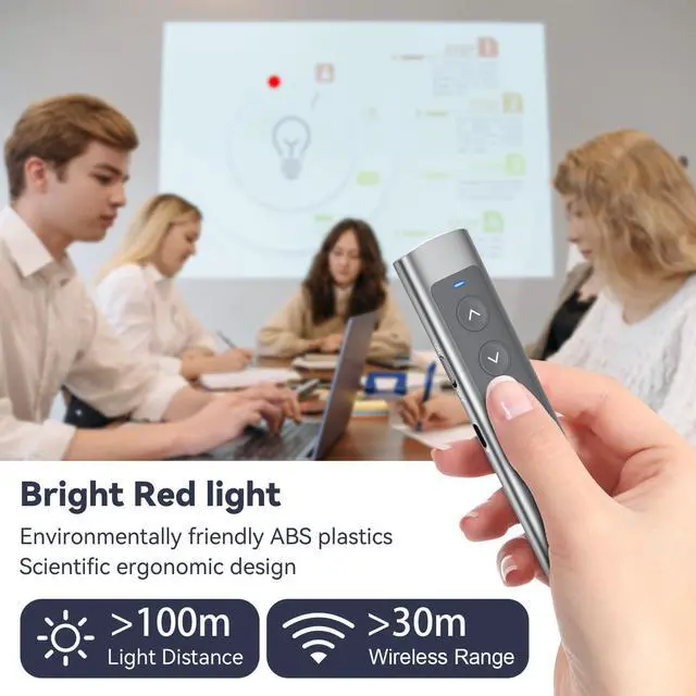 Rechargeable Presentation Clicker, 2 in 1 USB-A USB-C Metal Wireless Remote Powerpoint Slide ...