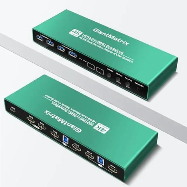 Kvm Switch HDMI 2 Monitors 2 Computers edid Emulator Extended Display ...