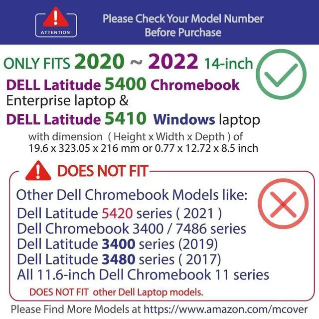 mCover Case for 2020~2022 14" Dell Latitude 5400 Chromebook Enterprise ...