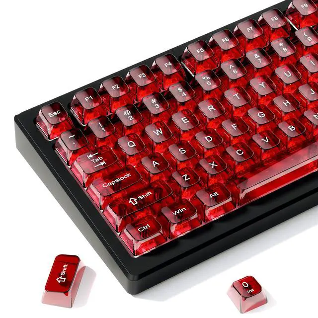 dagaladoo Red Clear keycaps,Transparent keycaps 60 75 100 Percent ...