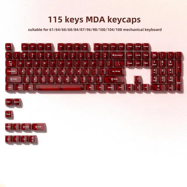 dagaladoo Red Clear keycaps,Transparent keycaps 60 75 100 Percent ...