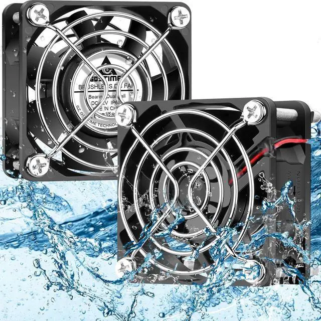 GDSTIME 60mm x 25mm 12V DC IP68 Waterproof Fan Dual Ball Bearings ...