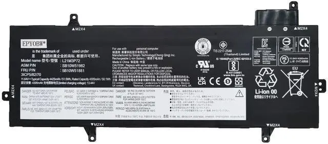 EPYOBW L21M3P72 Laptop Battery 51.5Wh Compatible with Lenovo ThinkPad ...